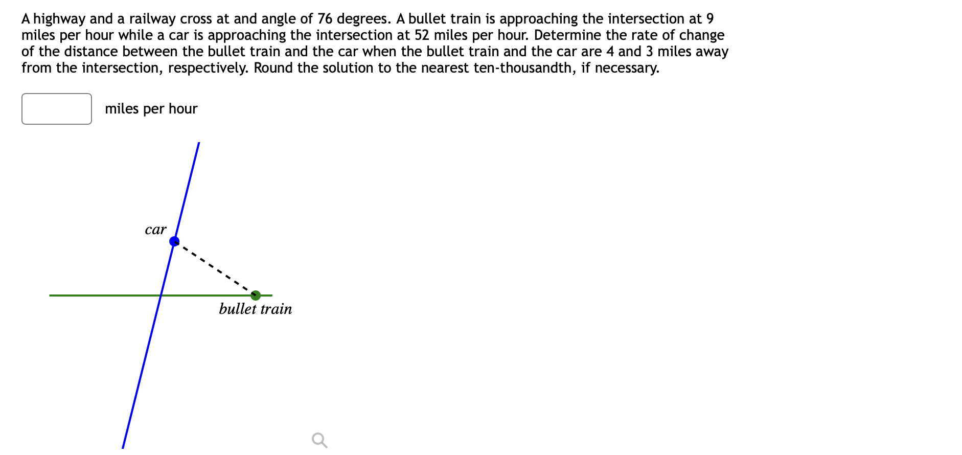 Solved A highway and a railway cross at and angle of 76 | Chegg.com