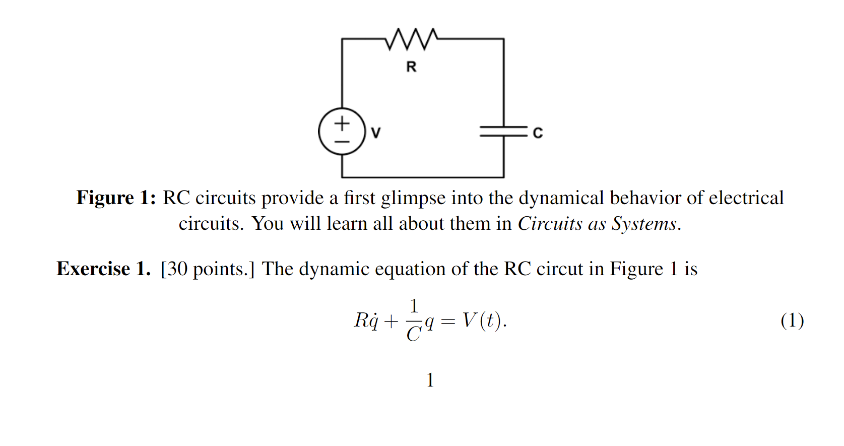 Solved w R + с Figure 1: RC circuits provide a first glimpse | Chegg.com