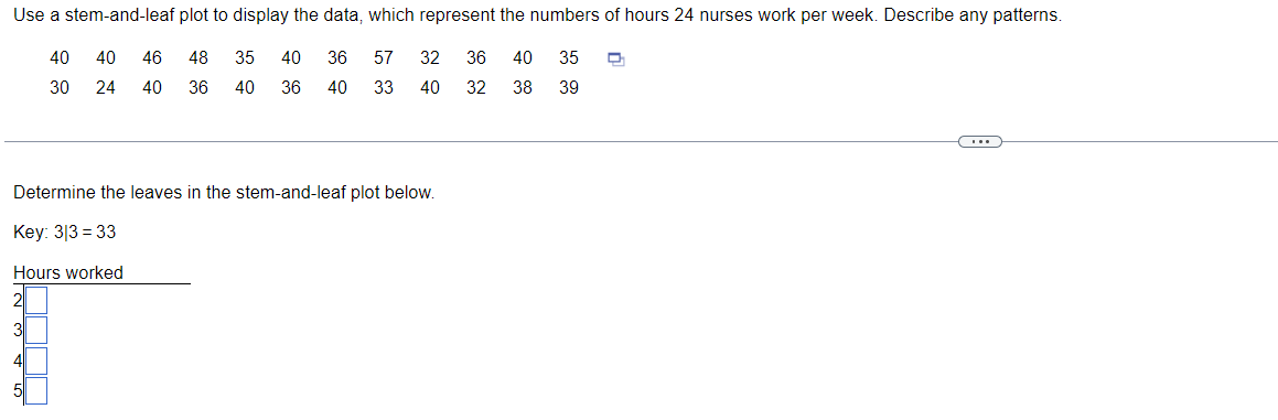 Solved Determine the leaves in the stem-and-leaf plot below. | Chegg.com