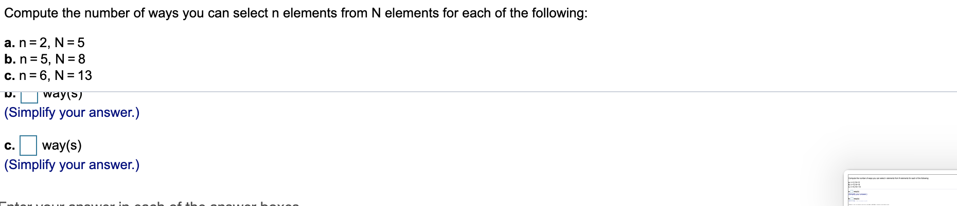Solved Compute The Number Of Ways You Can Select N Elements Chegg
