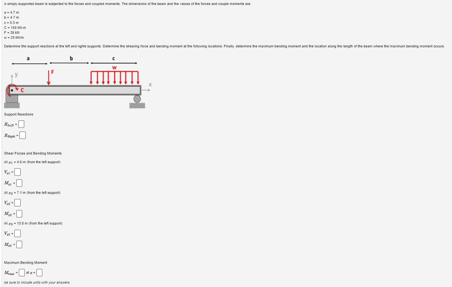 Solved A simply-supported beam is subjected to the forces | Chegg.com