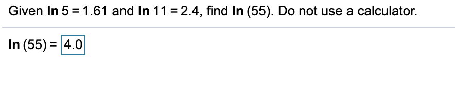 Solved express the answer in terms of ln5 or ln1. the 4.0 is | Chegg.com
