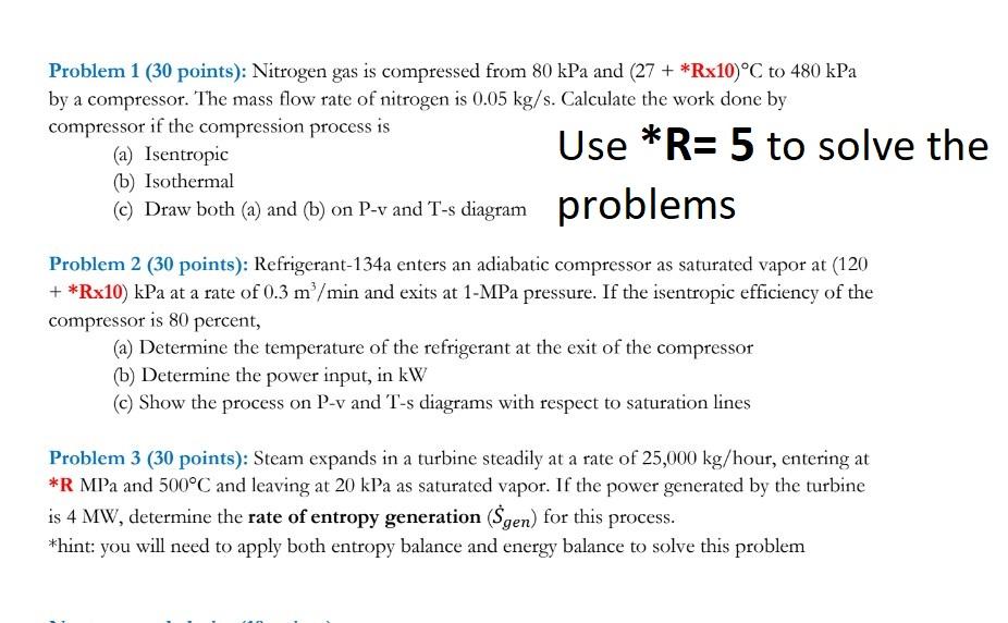 Solved Problem 1(30 points): Nitrogen gas is compressed from | Chegg.com