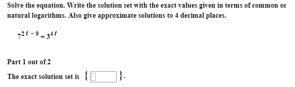 Solved Solve the equation. Write the solution set with the | Chegg.com