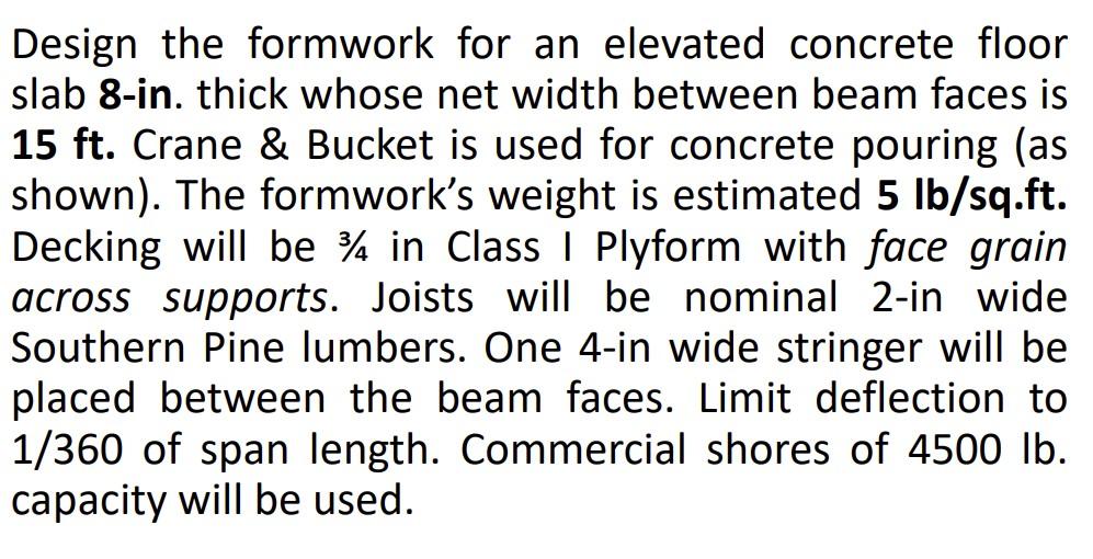 Solved Design the formwork for an elevated concrete floor | Chegg.com