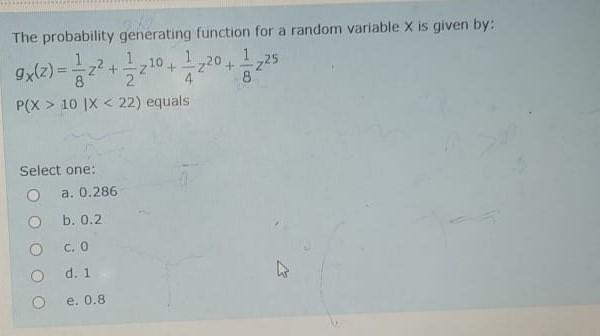 Solved 120+ The probability generating function for a random | Chegg.com