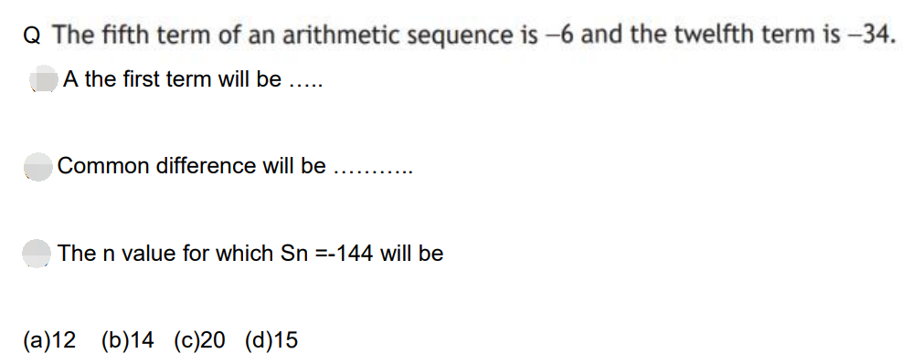 Solved Q The fifth term of an arithmetic sequence is -6 and | Chegg.com