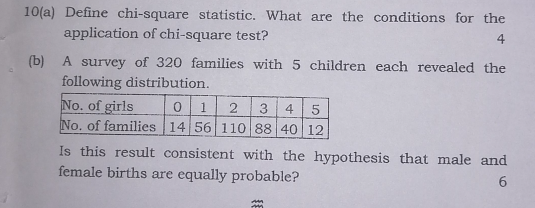 10(a) Define chi-square statistic. What are the | Chegg.com