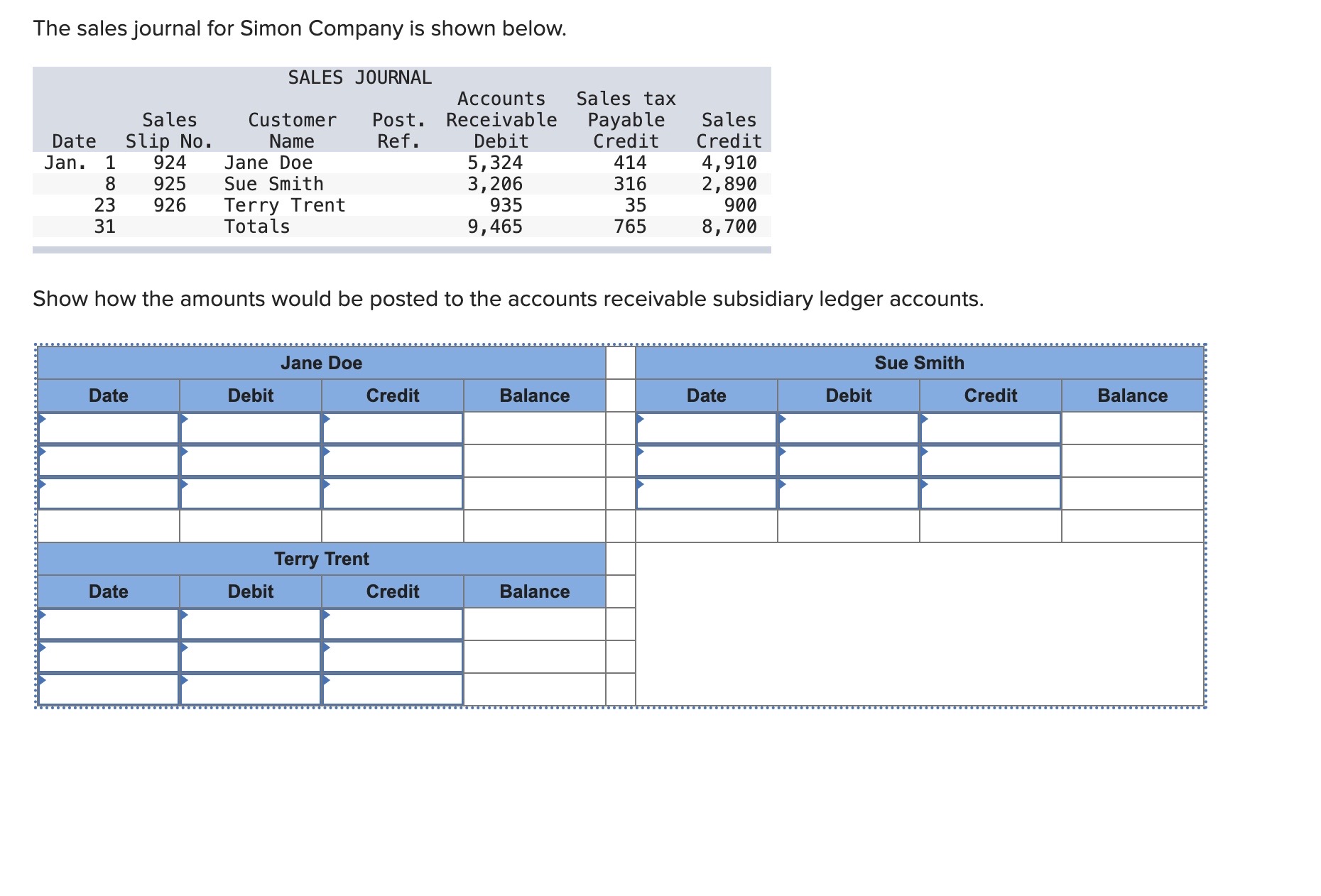 Solved The sales journal for Simon Company is shown below. | Chegg.com
