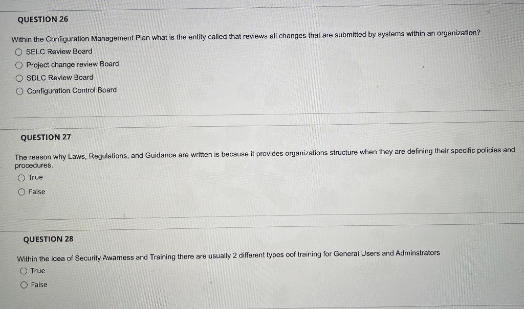 Solved QUESTION 26 Within the Configuration Management Plan | Chegg.com