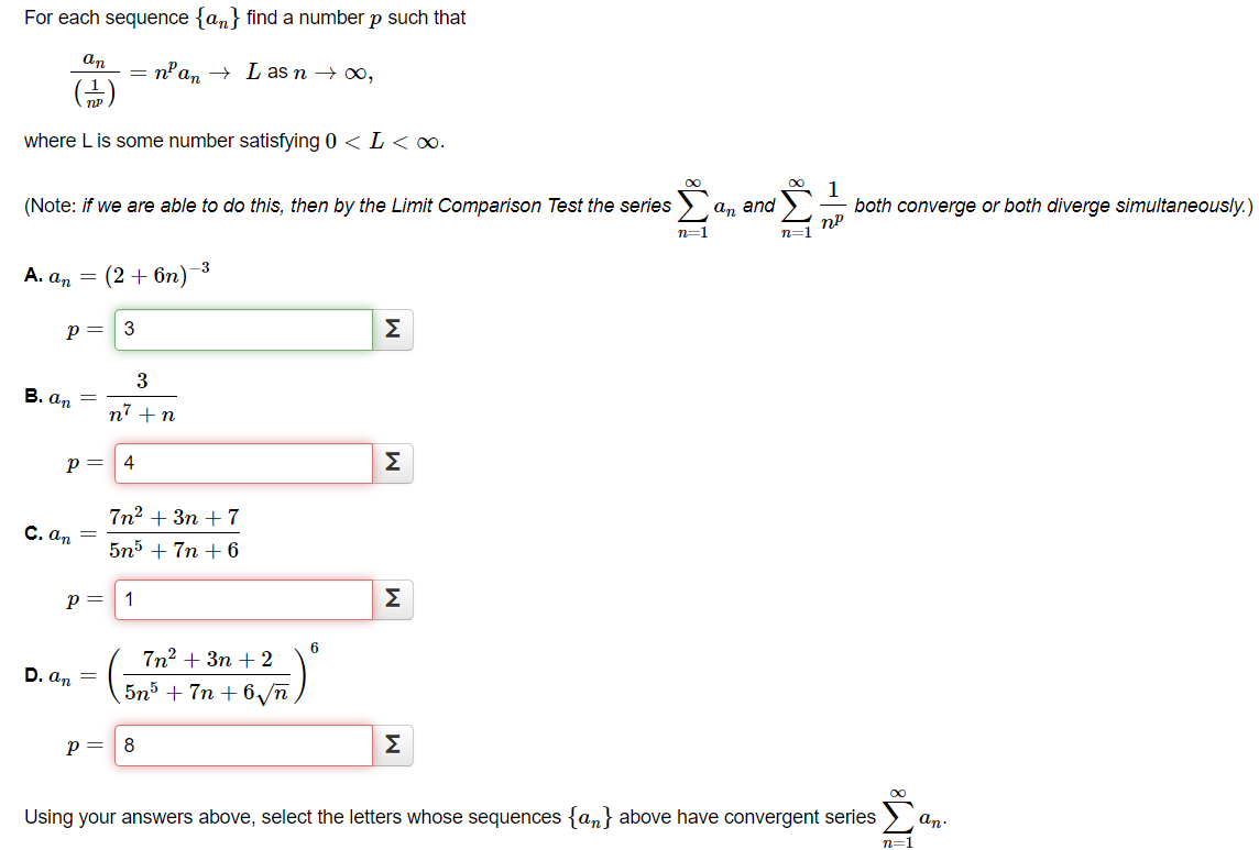 Solved For each sequence {an} find a number p such that an = | Chegg.com