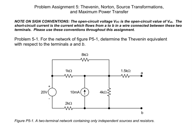 Solved Problem Assignment 5: Thevenin, Norton, Source | Chegg.com