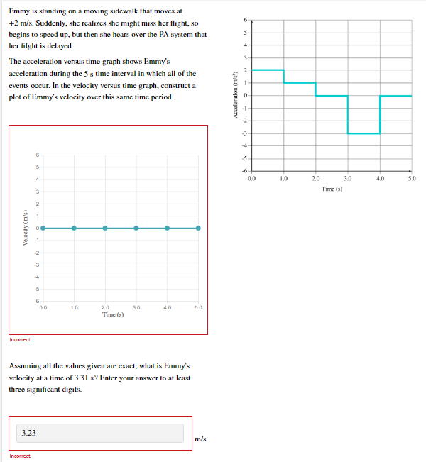 Solved 6 5 4 Emmy is standing on a moving sidewalk that | Chegg.com
