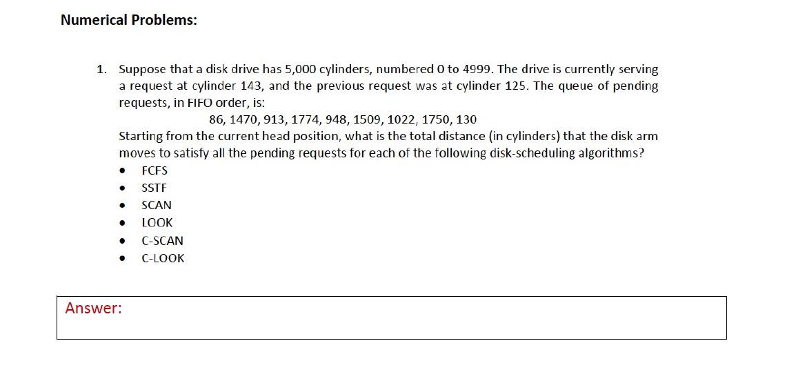 Solved Numerical Problems: 1. Suppose that a disk drive has | Chegg.com