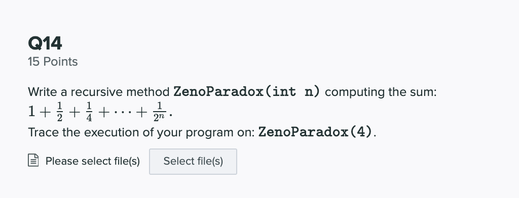 Solved Q14 15 Points Write a recursive method | Chegg.com