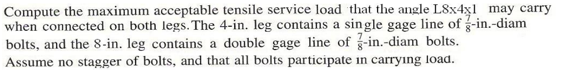 Solved Compute the maximum acceptable tensile service load | Chegg.com