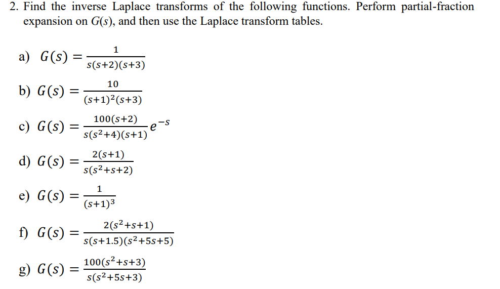 Solved Find the inverse Laplace transforms of the following | Chegg.com