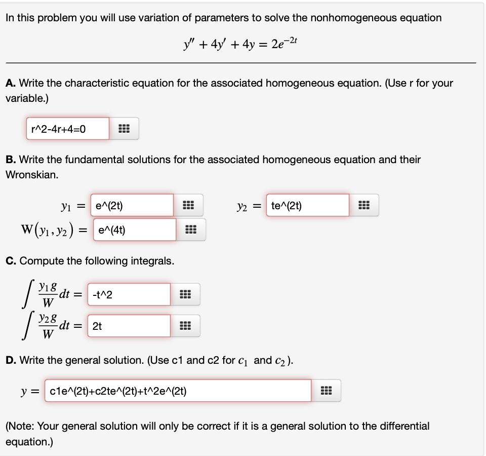 Solved In this problem you will use variation of parameters | Chegg.com