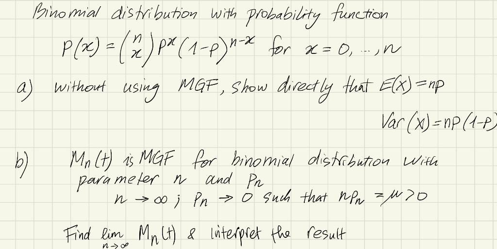Solved Binomial distribution with probability function | Chegg.com