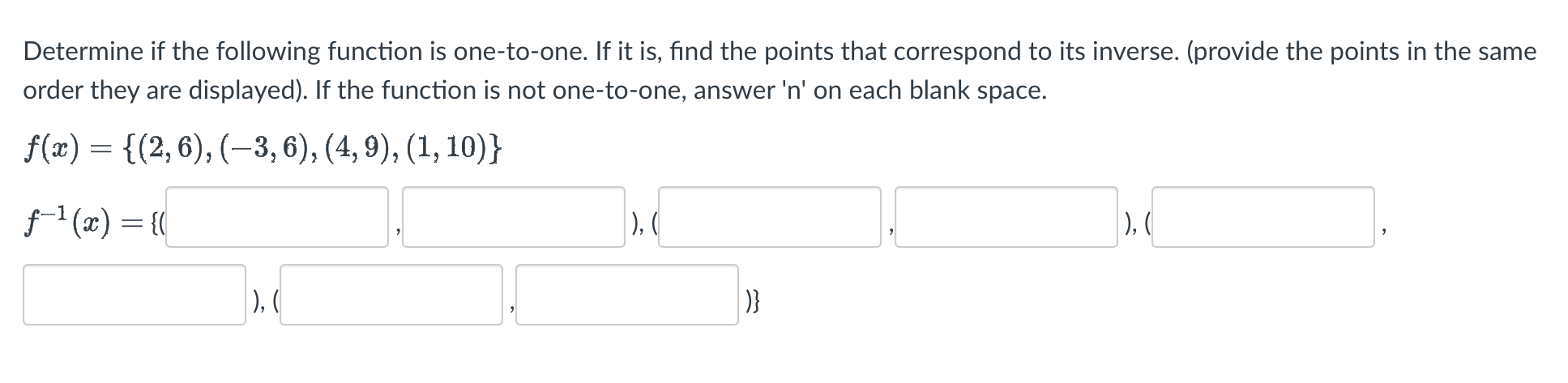 Solved Determine if the following function is one-to-one. If | Chegg.com