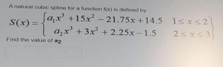 Solved A natural cubic spline for a function f(x) is defined | Chegg.com