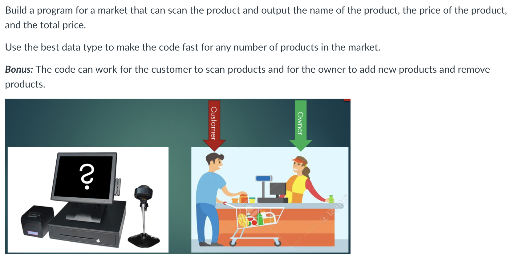 Build a program for a market that can scan the | Chegg.com