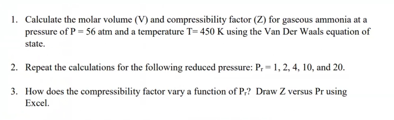 Solved The Van Der Waals equation of state is given by: | Chegg.com