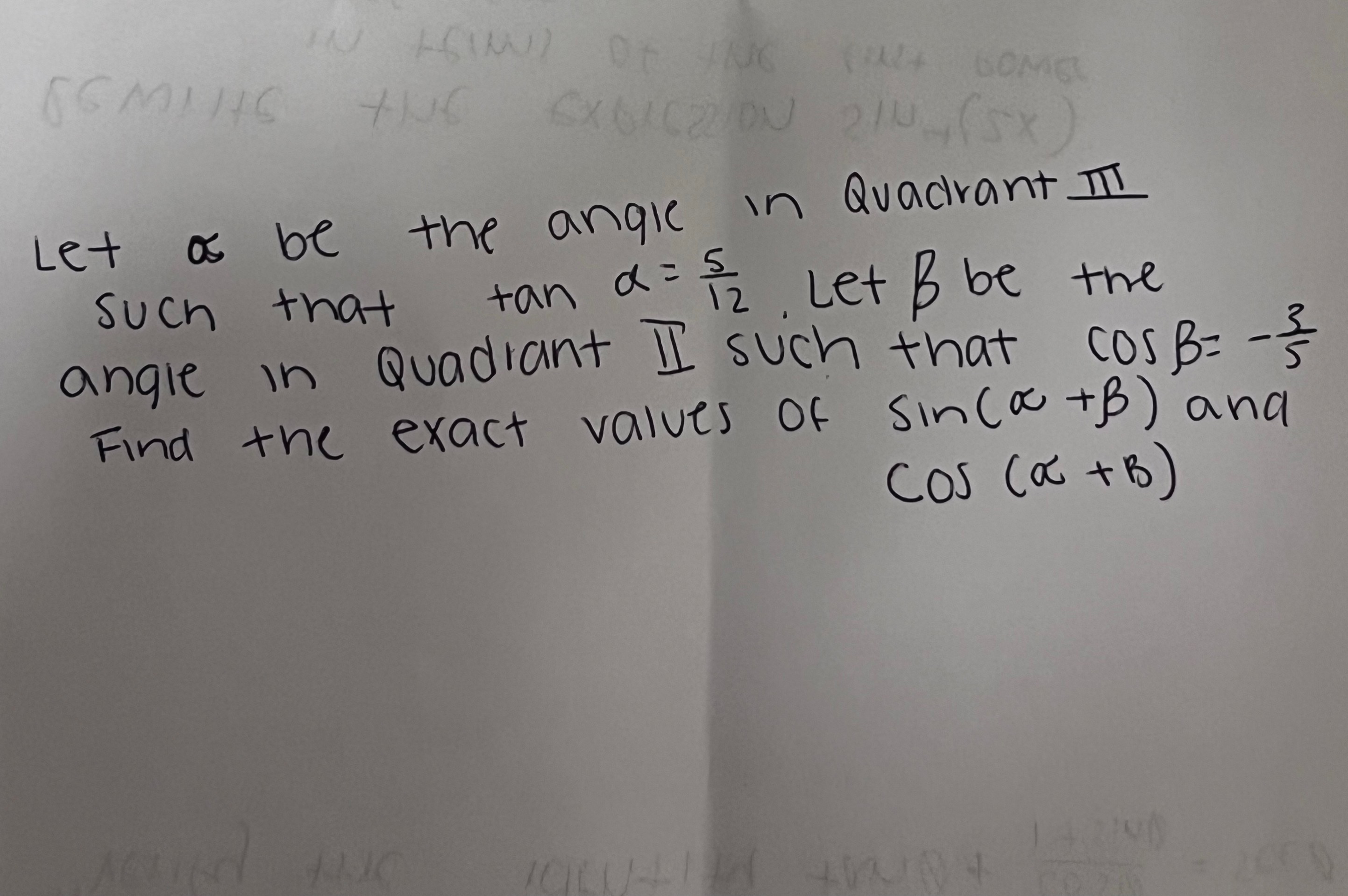 Solved Let α ﻿be the angle in Quadrant IIIsuch that | Chegg.com