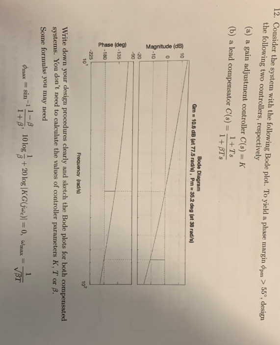 Solved 12. Consider the system with the following Bode plot. | Chegg.com