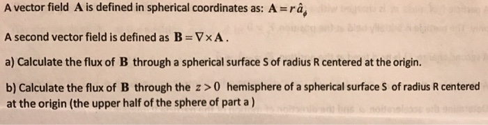 Solved A vector field A is defined in spherical coordinates | Chegg.com