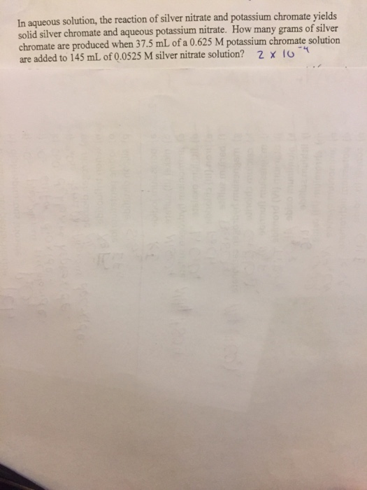 Solved In Aqueous Solution The Reaction Of Silver Nitrate