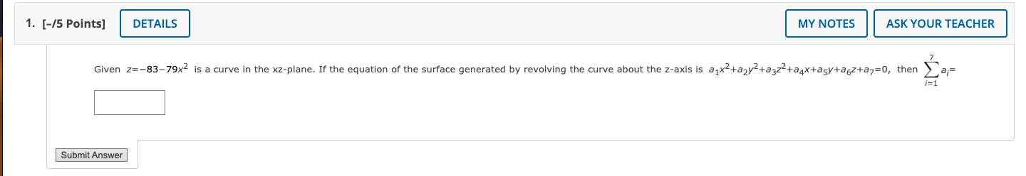 Solved 1. [-15 Points) DETAILS MY NOTES ASK YOUR TEACHER 子。 | Chegg.com