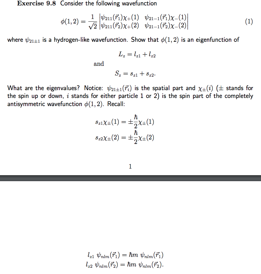 Solved Exercise 9.8 Consider the following wavefunction -11 | Chegg.com