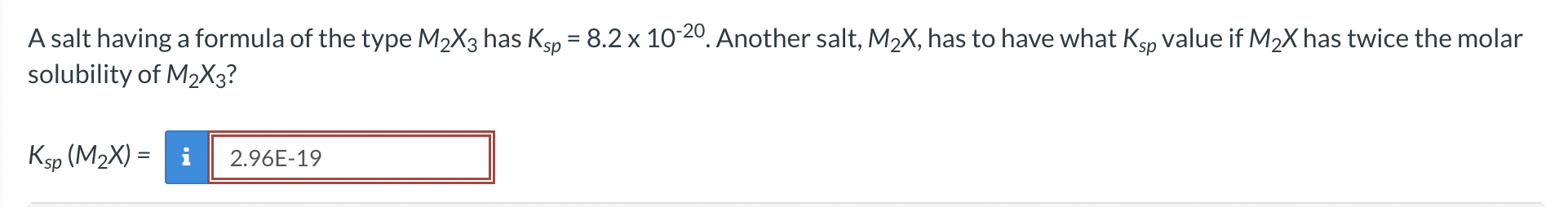 Solved A salt having a formula of the type M2X3 has | Chegg.com