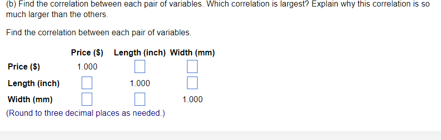 Solved (b) Find the correlation between each pair of | Chegg.com