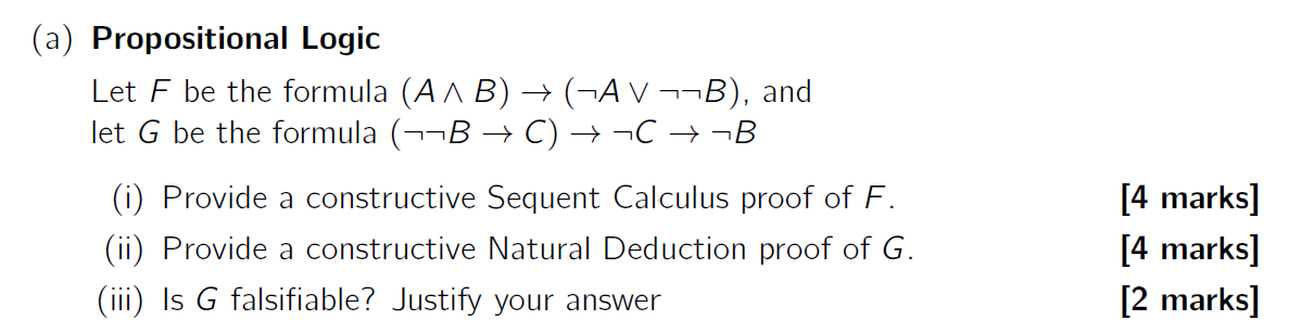 Solved (a) Propositional Logic Let F be the formula | Chegg.com
