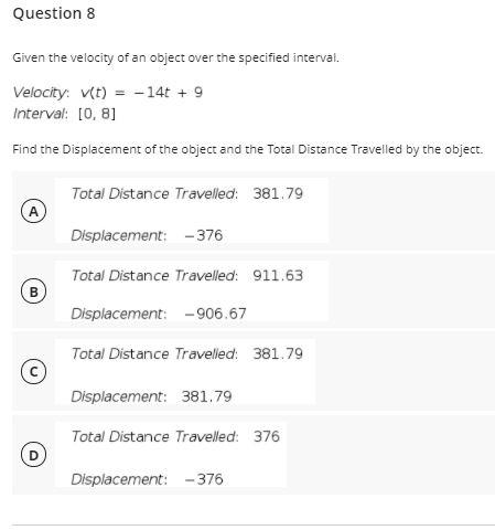 Solved Question 5 10 Points Given the acceleration and the | Chegg.com