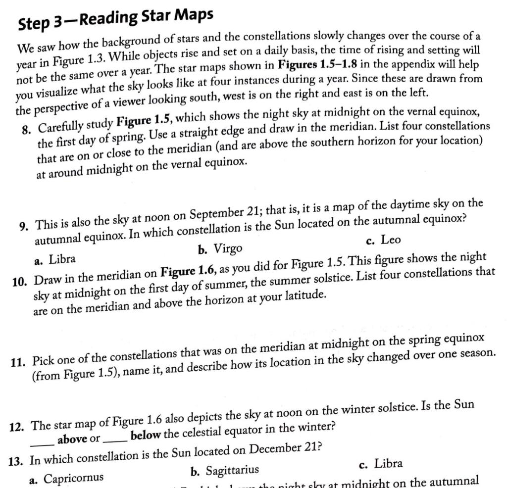 Solved Step 3-Reading Star Maps We saw how the background of | Chegg.com