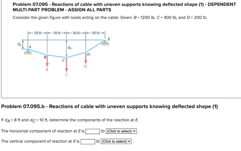 Solved Problem 07.095 - Reactions of cable with uneven | Chegg.com