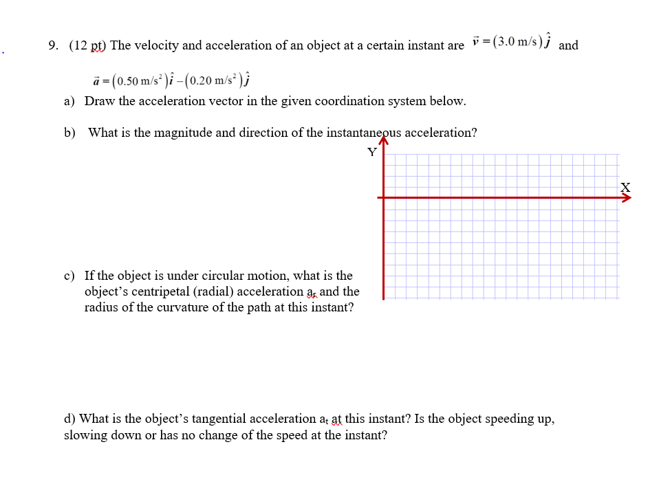 Solved 9. (12 pt) The velocity and acceleration of an object | Chegg.com