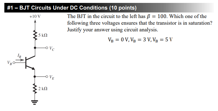 Solved #1 - ﻿BJT Circuits Under DC Conditions (10 | Chegg.com