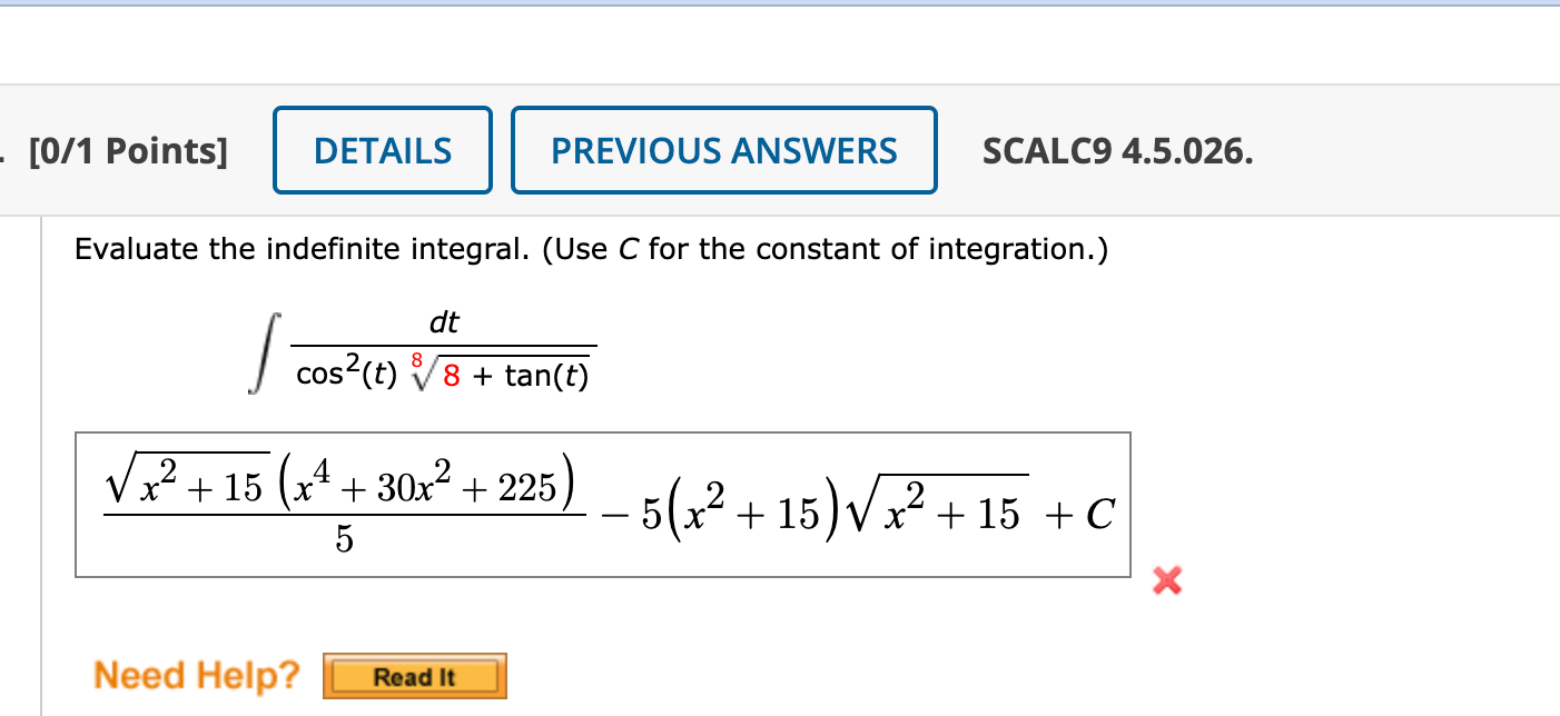 Solved · [0/1 Points] DETAILS PREVIOUS ANSWERS SCALC9 | Chegg.com