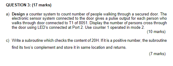 Solved QUESTION 3: (17 marks) a) Design a counter system to | Chegg.com