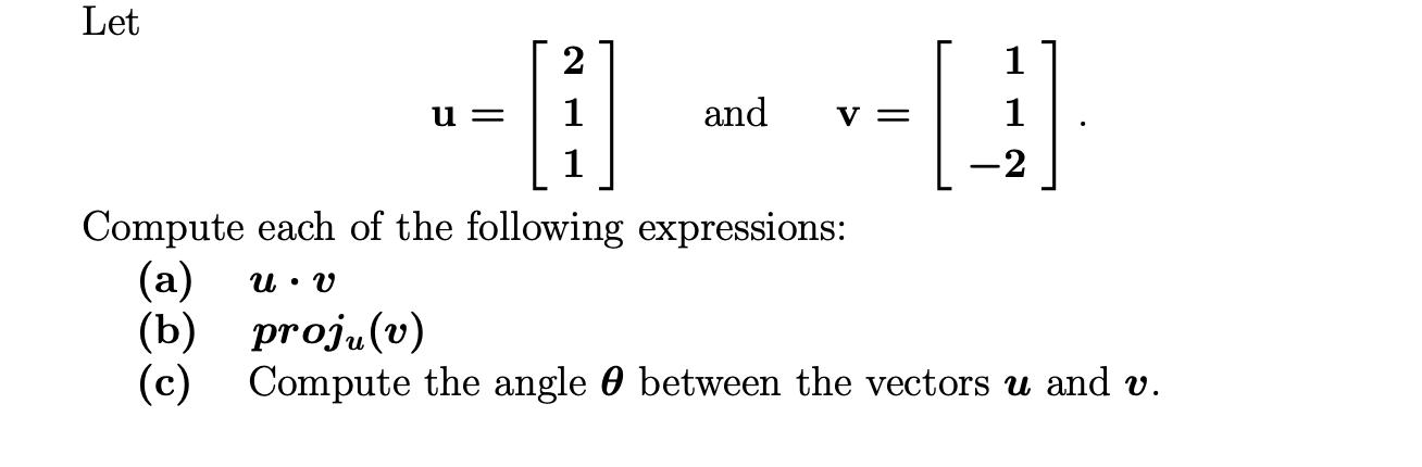 Solved Let 2 u= 11 and v= Compute each of the following | Chegg.com