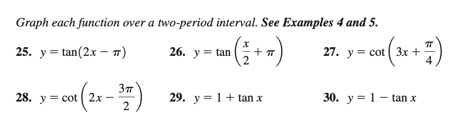 Solved Graph each function over a two-period interval. | Chegg.com