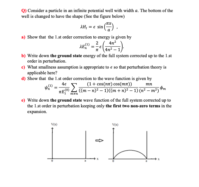 Q) Consider a particle in an infinite potential well | Chegg.com