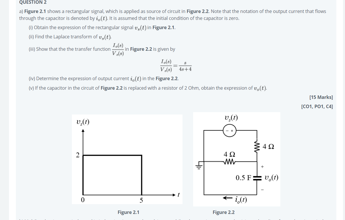 Solved QUESTION 2 a) Figure 2.1 shows a rectangular signal, | Chegg.com