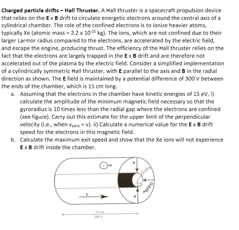 Solved Charged particle drifts - Hall Thruster. A Hall | Chegg.com