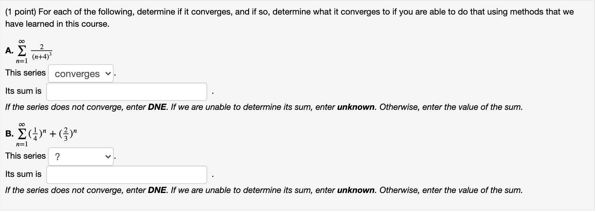 Solved (1 point) For each of the following, determine if it | Chegg.com