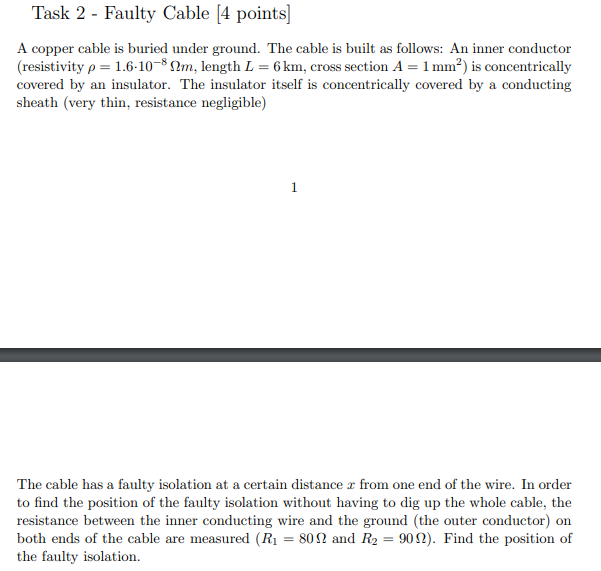 Solved Task 2 - Faulty Cable [4 points) A copper cable is | Chegg.com